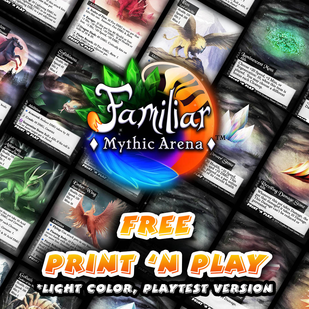 Playtesting Familiar -and- Free Print and Play released! - Gryphon ...